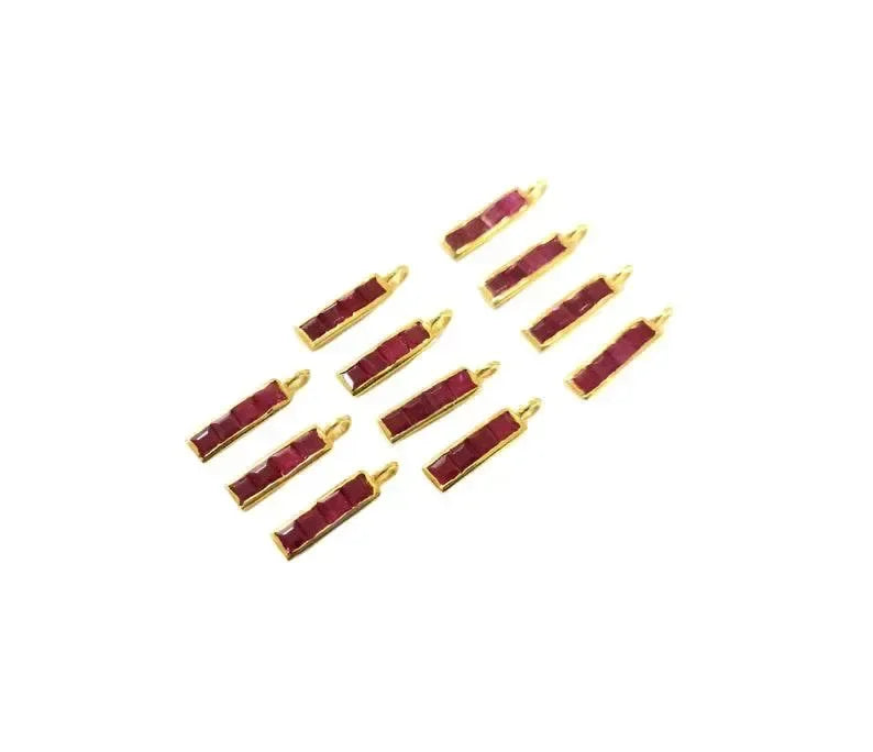 18k Gold Natural Ruby Gold Charm Minimalistic jewelry – K Jewelry ...